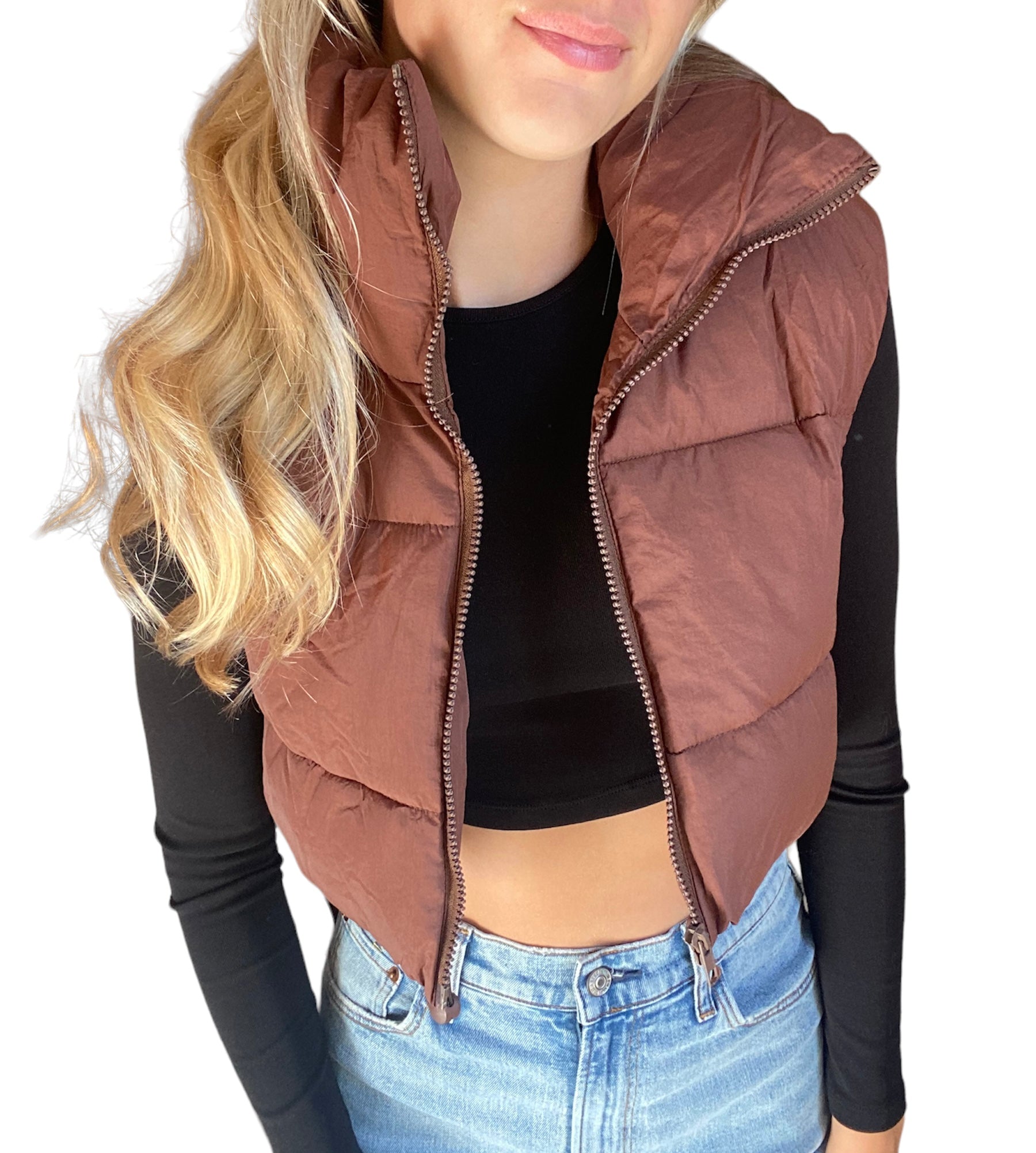 Cropped Puffer Vest – Juniper